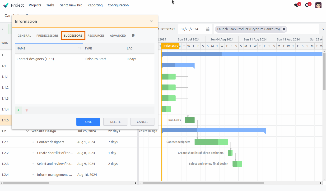 Bryntum Gantt for Odoo Docs
